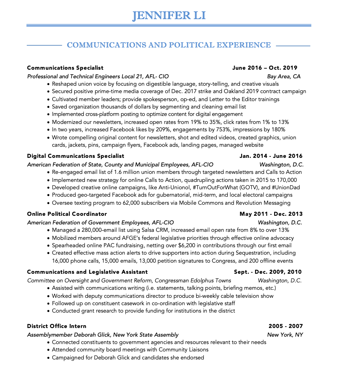 Résumé – Jennifer Li