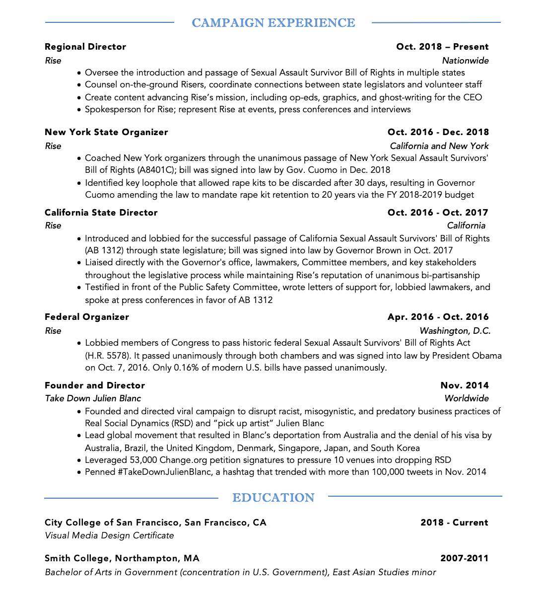 Résumé – Jennifer Li